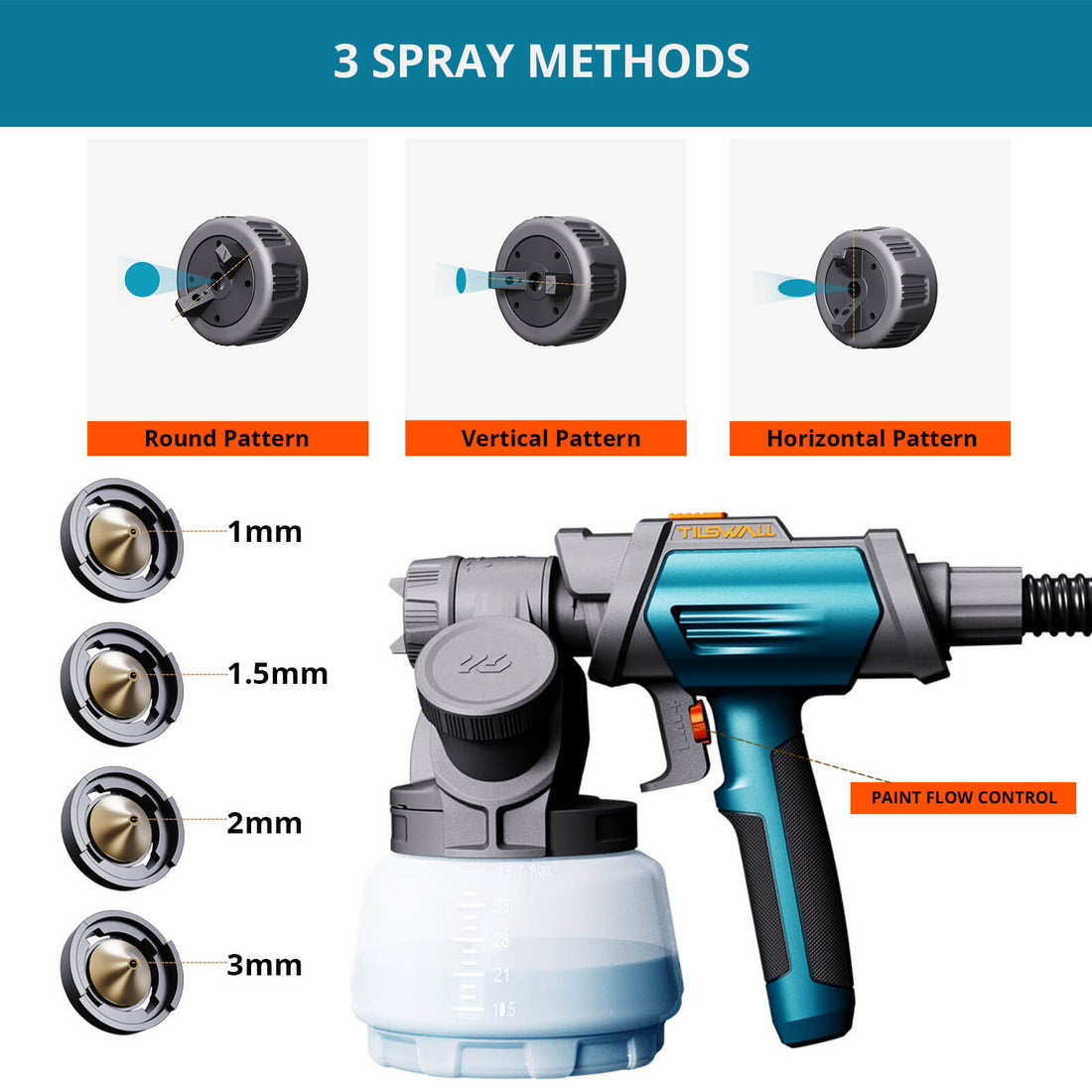 Tilswall Shark 800 HVLP Paint Sprayer with Paint Side Feeding