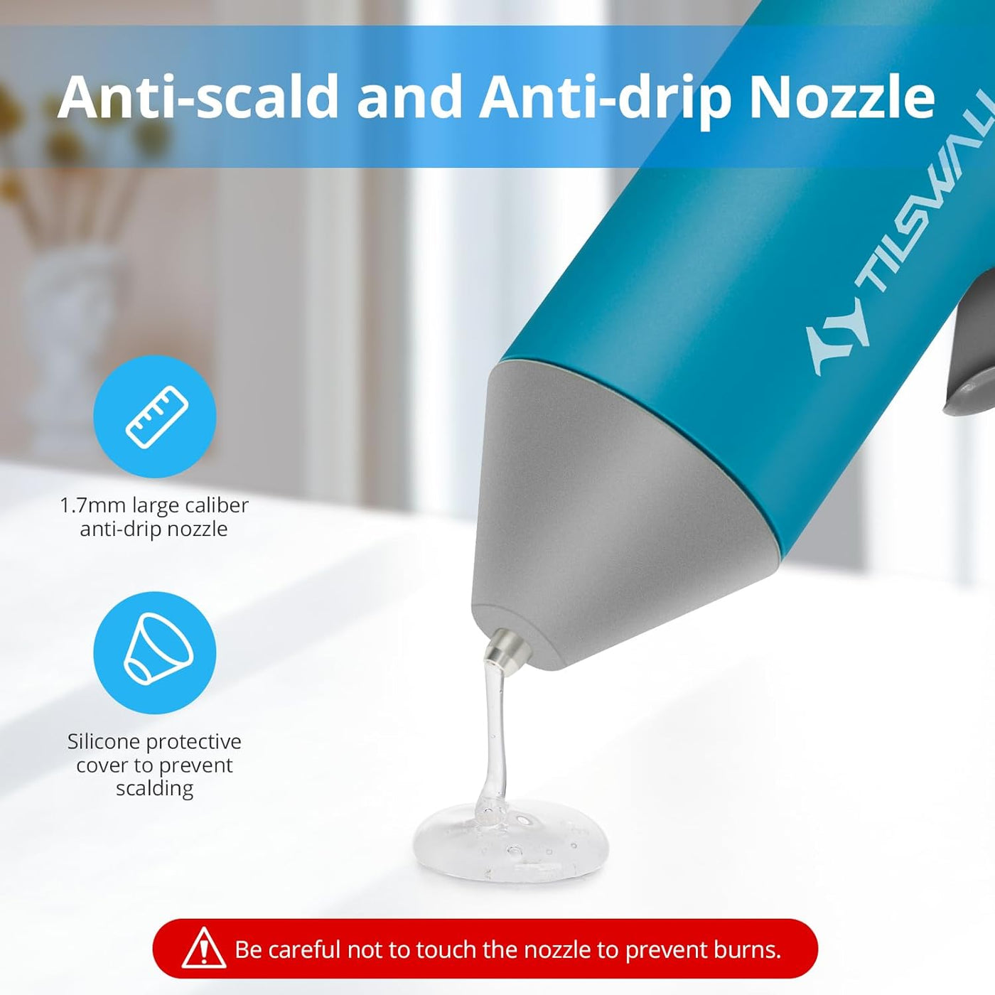 Tilswall Cordless Hot Glue Gun, Smart Power Off with Anti-scald Design