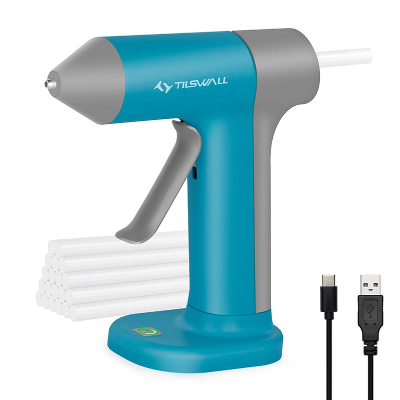 Tilswall 2200mAh Cordless Hot Glue Gun with 20pcs 7mm Glue Sticks
