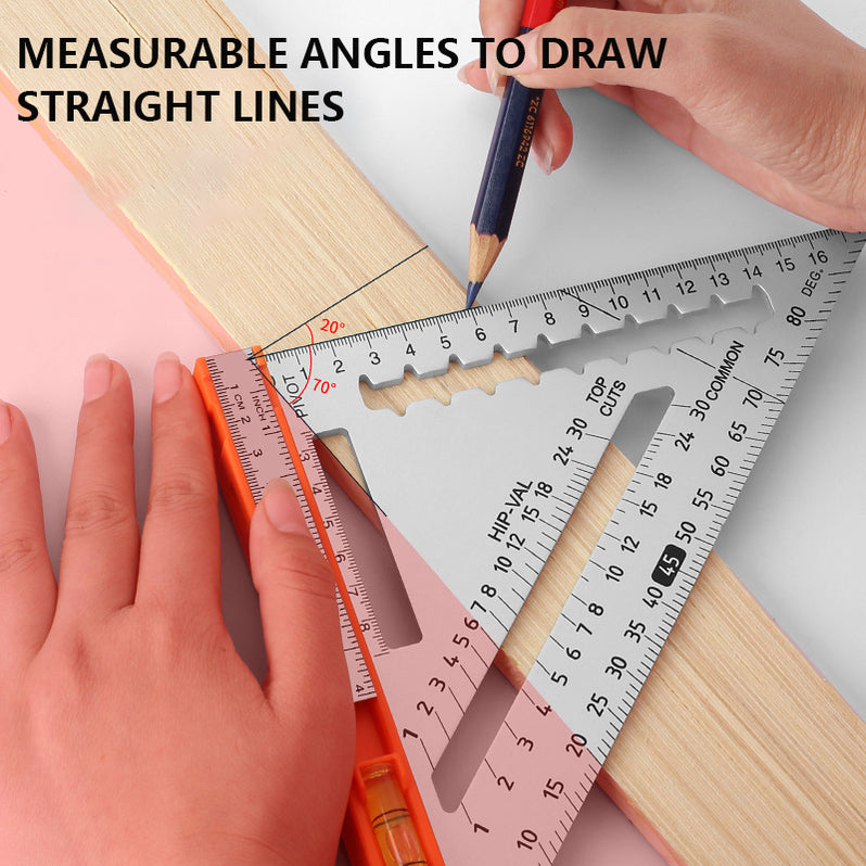 Tilswall Carpenter's Triangle Square with Bubble Level/Iron Ruler, Raf